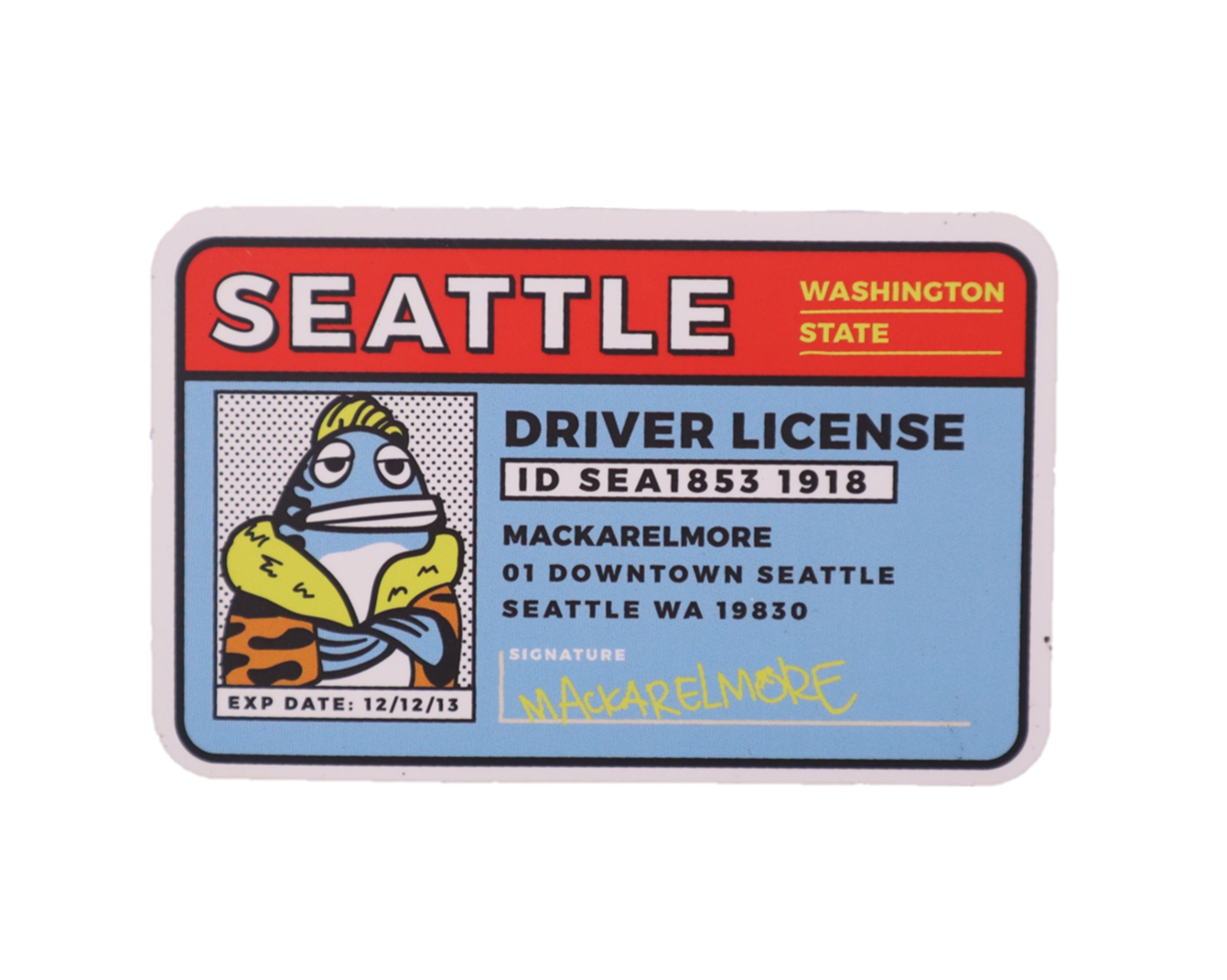 Seattle Mackerelmore Driver's License Sticker – Chalo & Co.